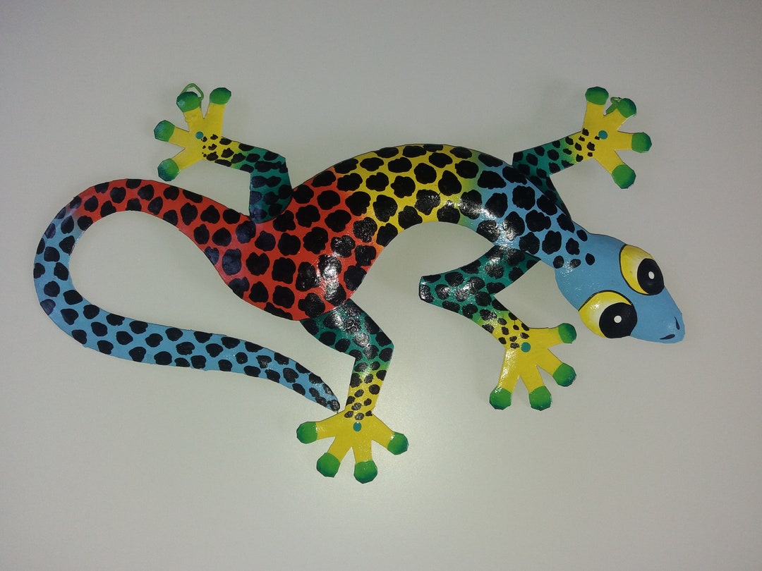 19 Inch Metal Gecko Outdoor Wall Art, A Great Home Gift Idea, Oil Drum ...