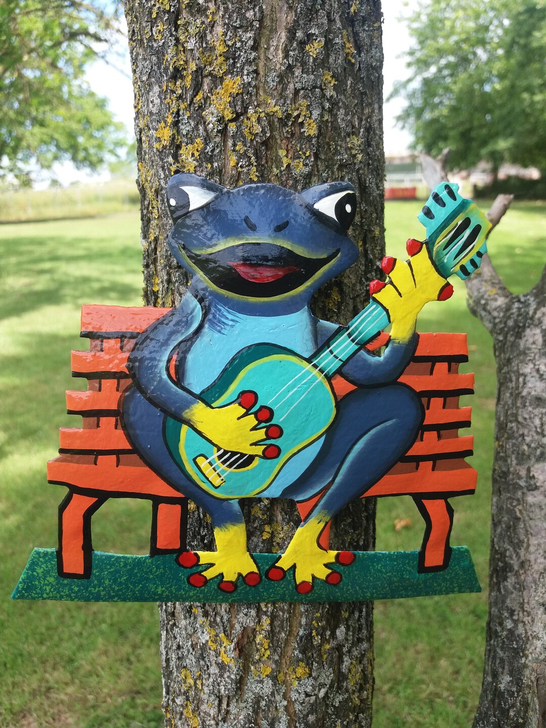 Metal Frog With Guitar Wall Hanger Made From Recycled Steel Drums in ...