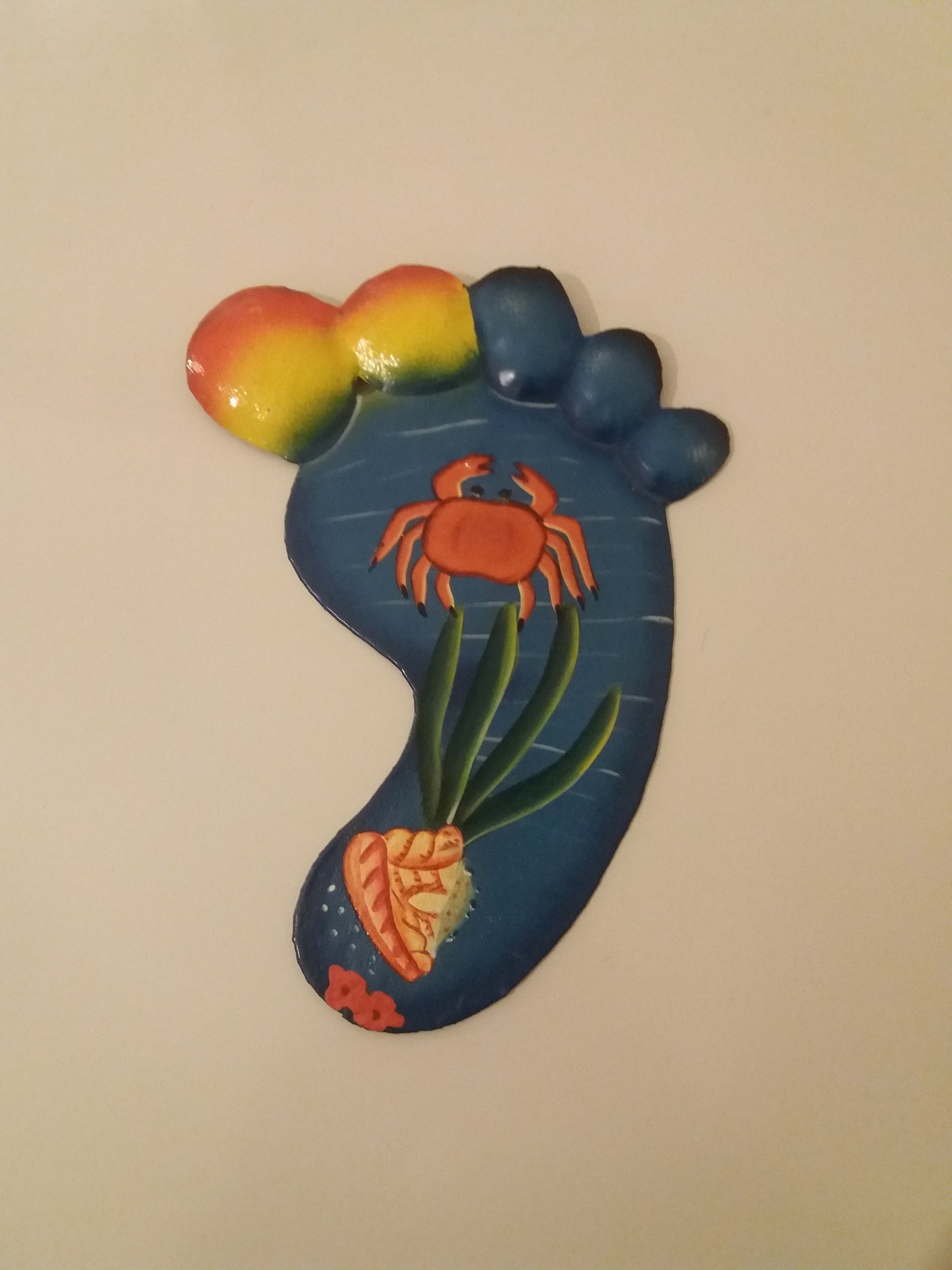 Metal Tropical Beach Footprint Wall Hanger Art Hand Made From Upcycled ...