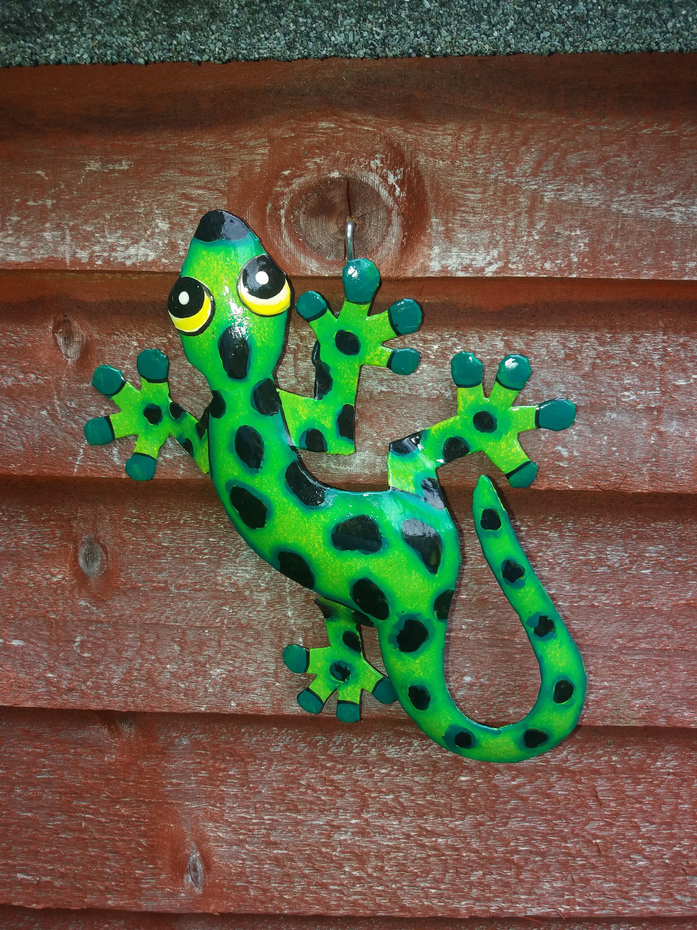 Set of Handmade Metal Gecko Garden Art Wall Hangers, Handmade in Haiti ...