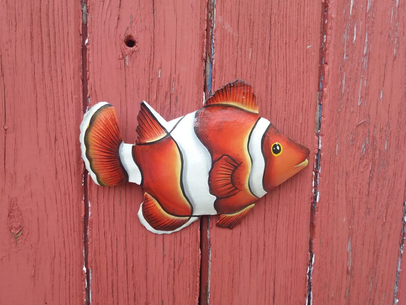 Metal Clown Fish Caribbean Wall Hanger Art Made From Recycled | Etsy