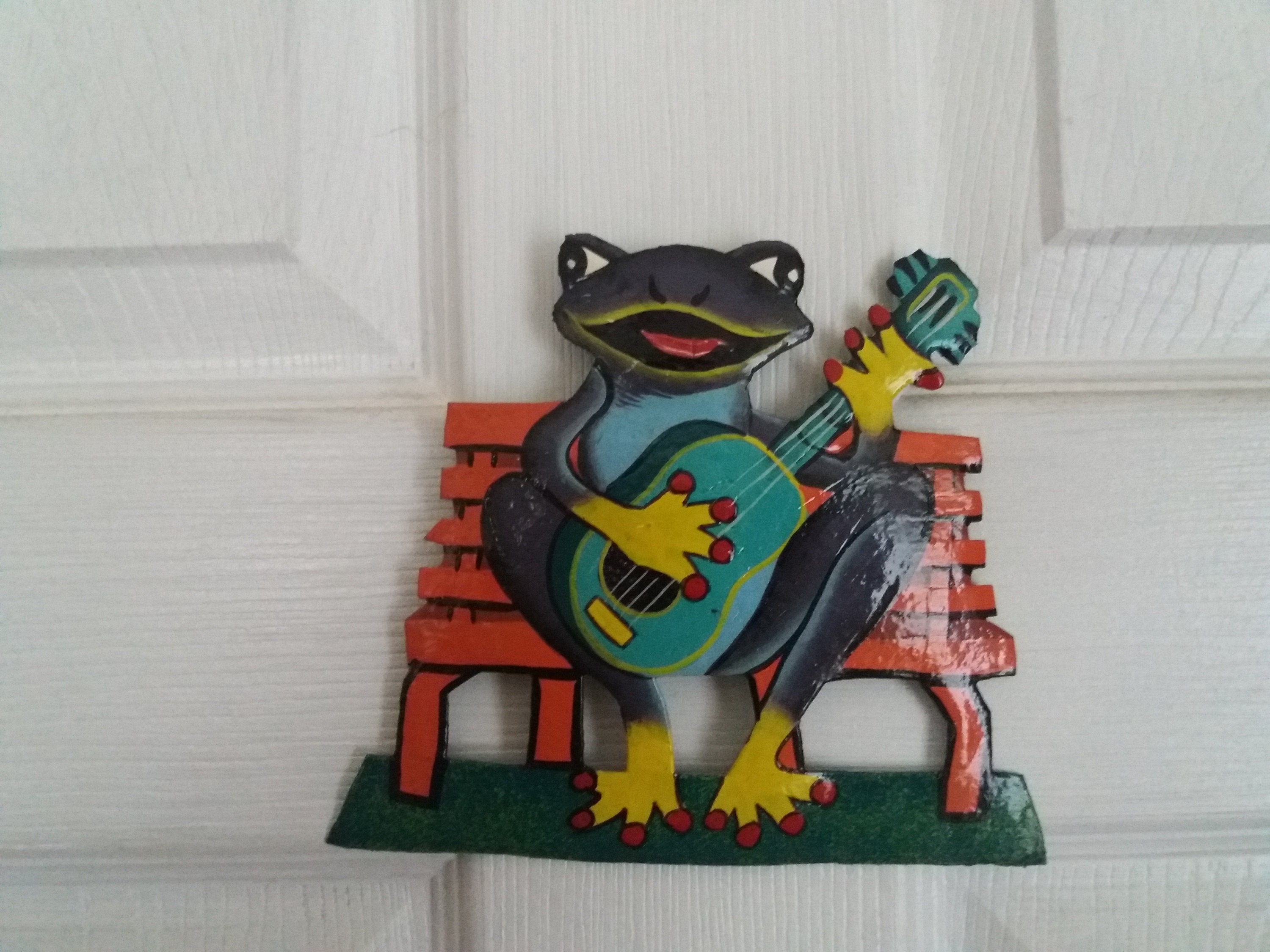 Metal Frog With Guitar Wall Hanger Made From Recycled Steel Drums in ...