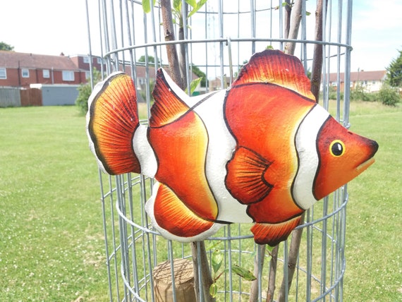 Metal Clown Fish Caribbean Wall Hanger Art Made From Recycled - Etsy