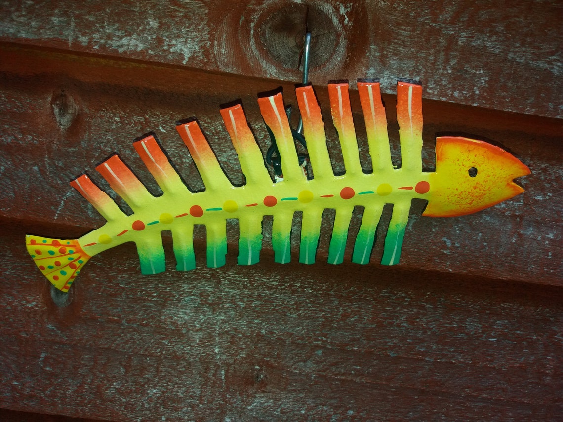 Metal Bone Fish Wall Hanger Art Handmade From Upcycled Steel Drums ...