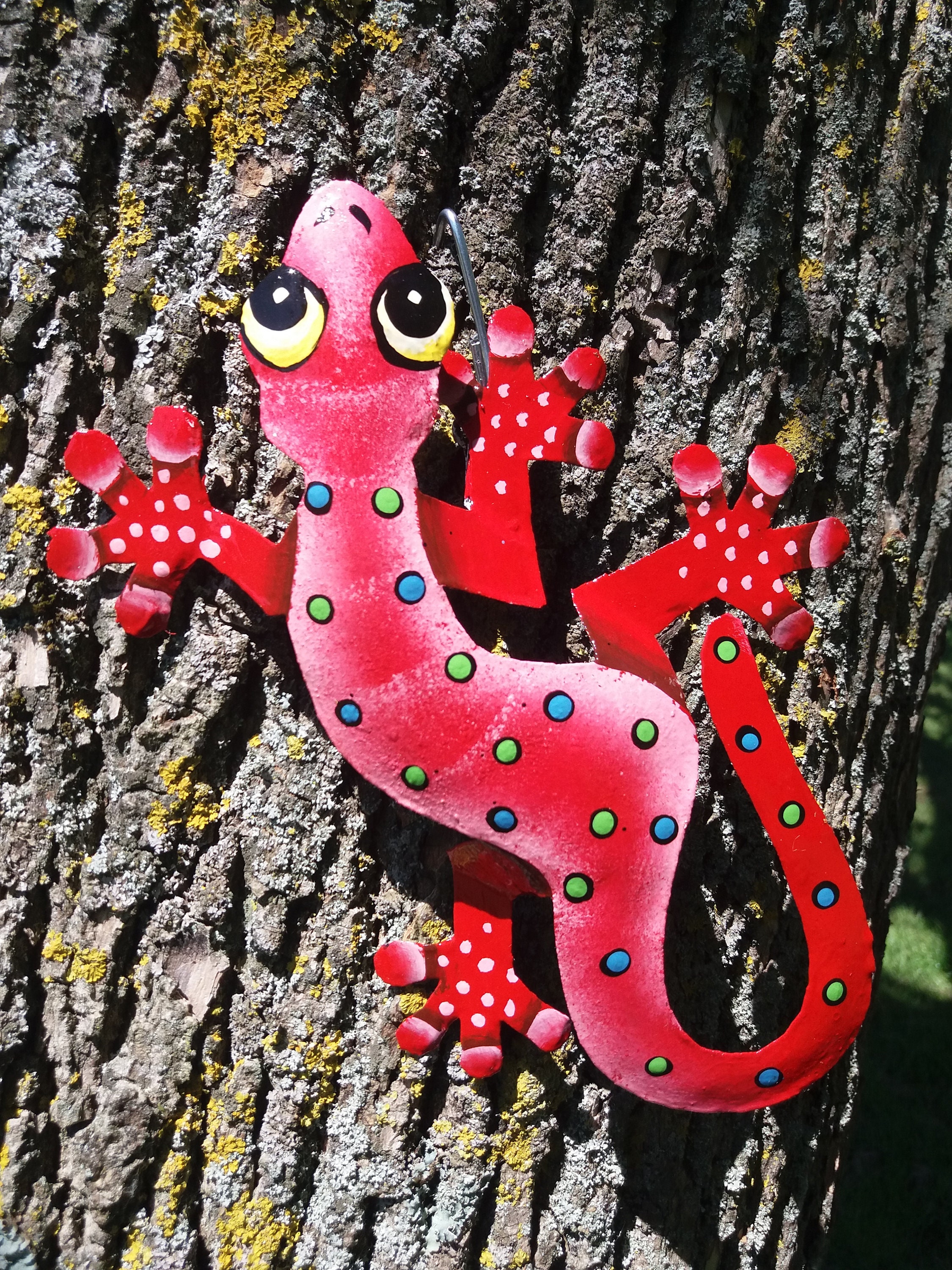 Set of Handmade Metal Gecko Garden Art Wall Hangers, Handmade in Haiti ...