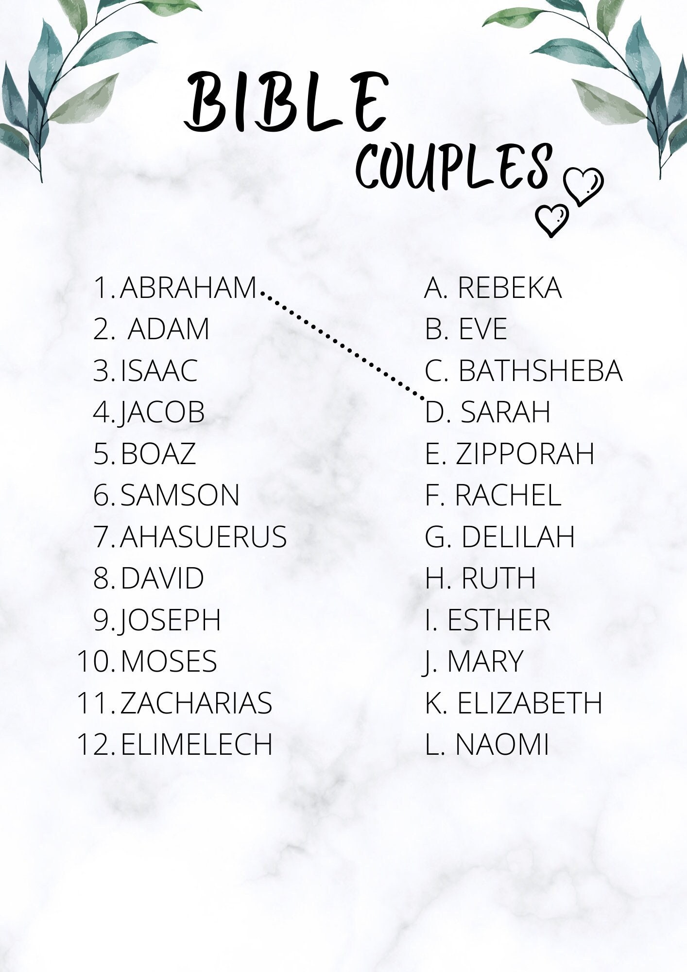 Match the Bible Couple - Etsy