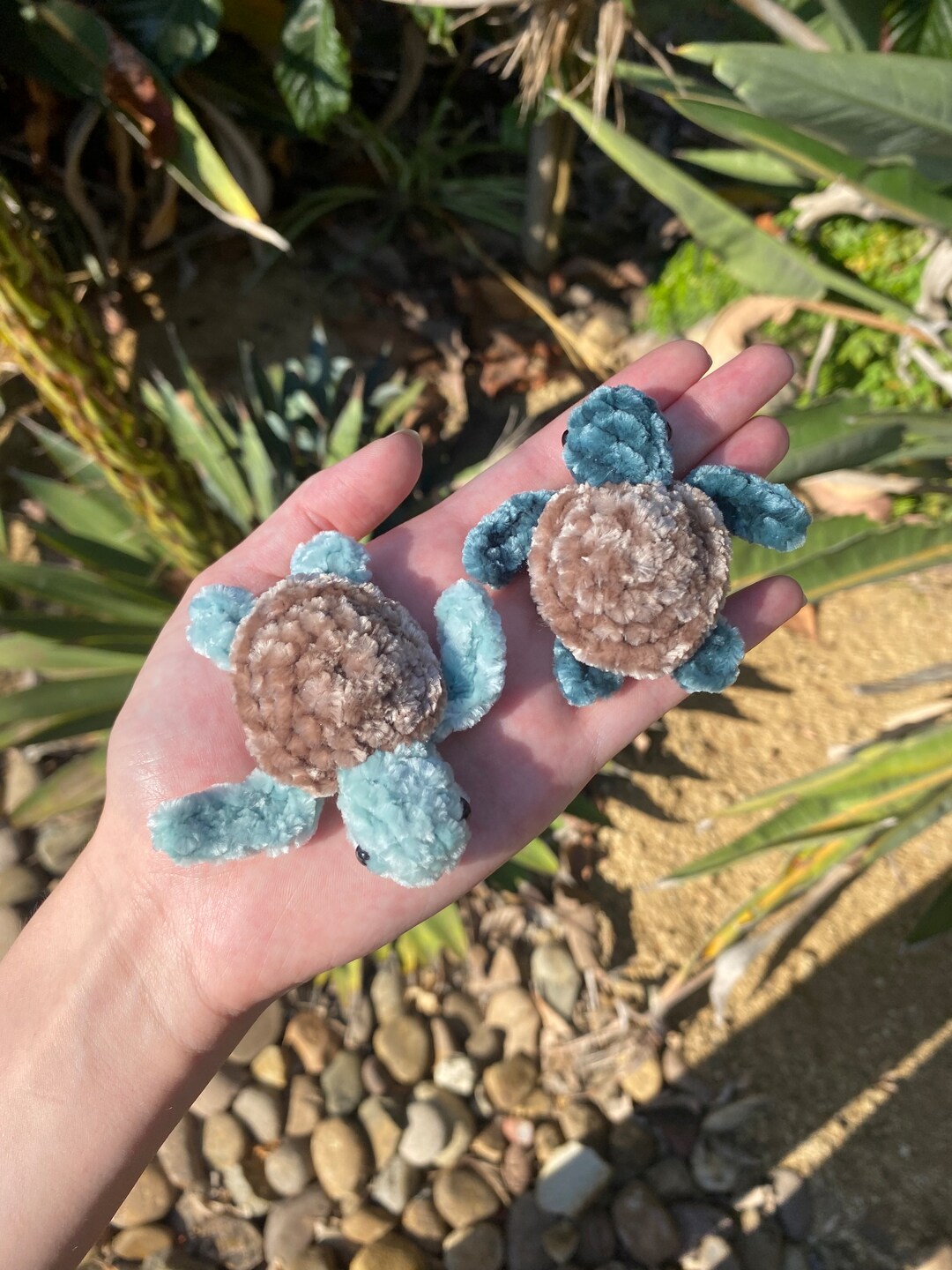 Crochet Tiny Velvet Pocket Turtle Size in Description Handmade Plushie ...
