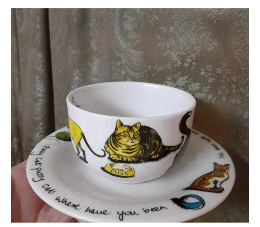 Vintage Paul Cardew Cat Art Teacup and Saucer Kitty Retro Fun Decor ...
