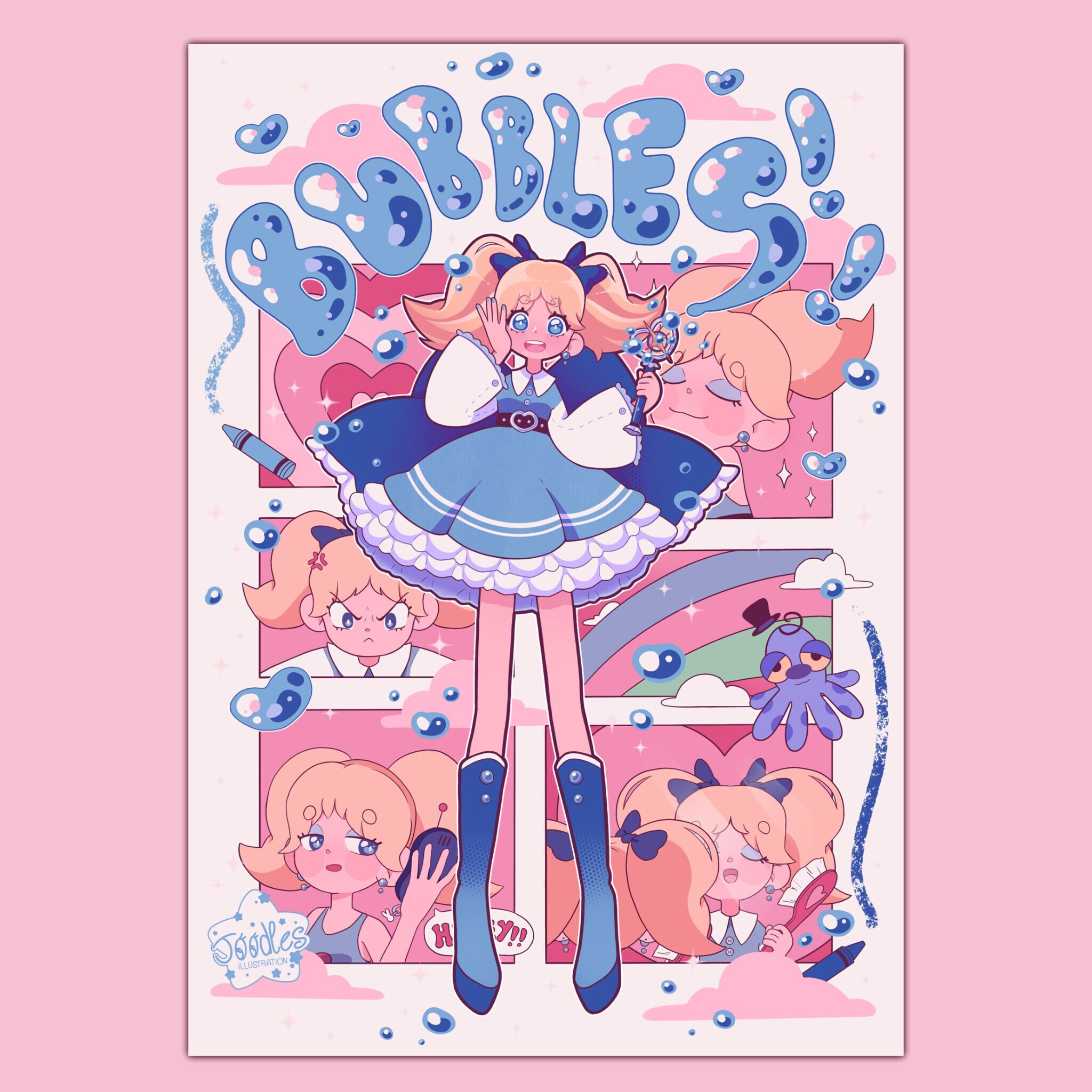 Powerpuff Girls Bubbles Manga Style Poster Comic Book Page - Etsy