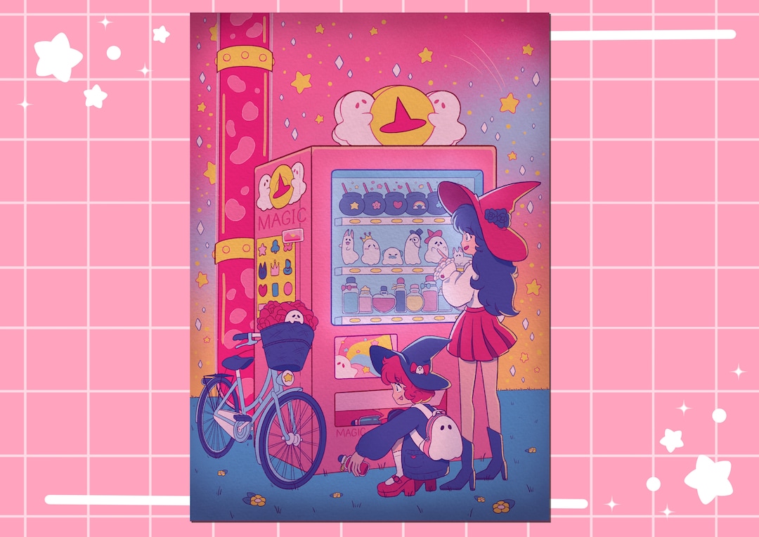 Magical Witch Vending Machine Anime Illustration, Anime Poster, Anime ...