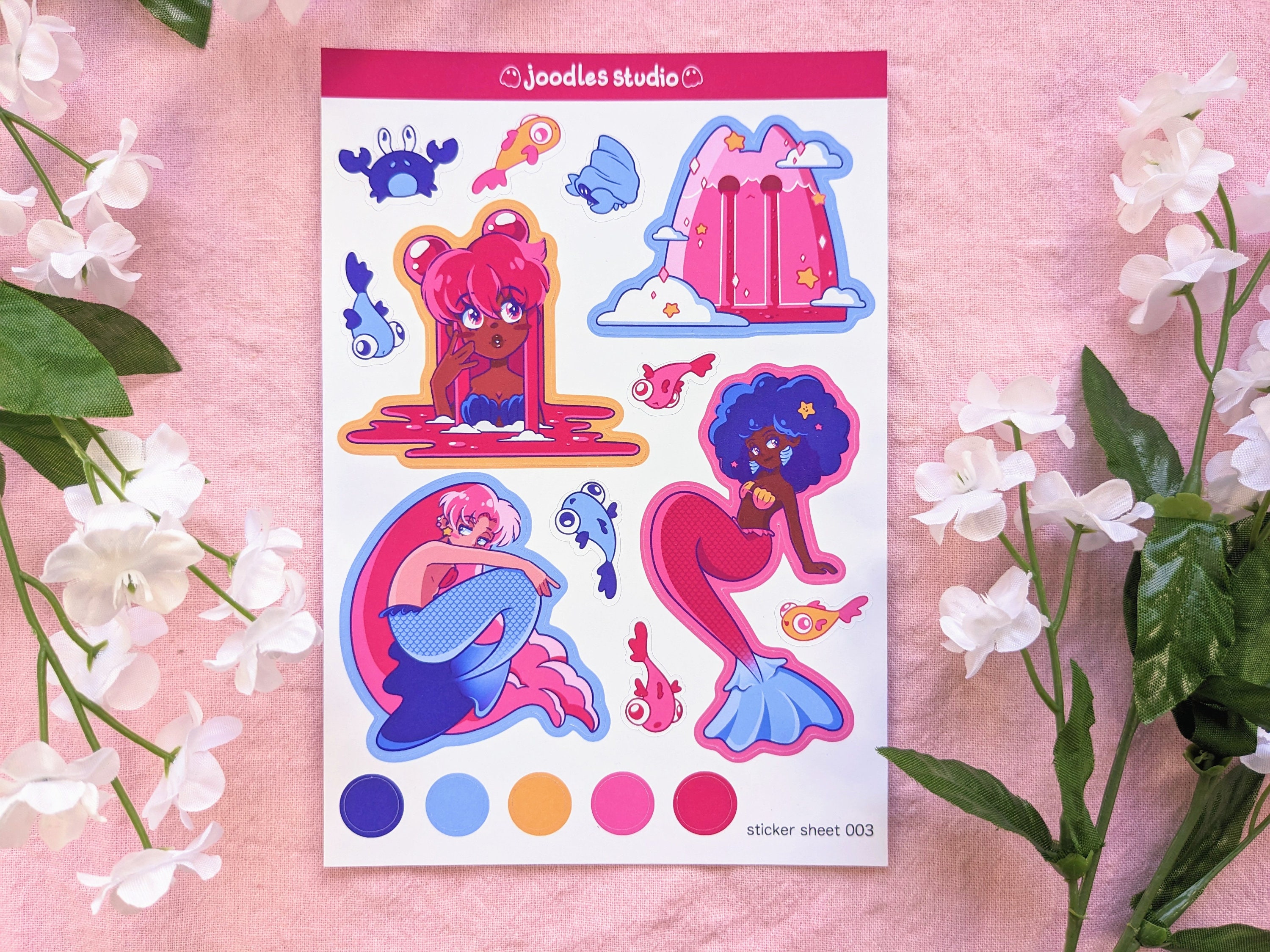 Hoja De Pegatinas De Anime De Sirena Pegatinas Mágicas De Etsy México