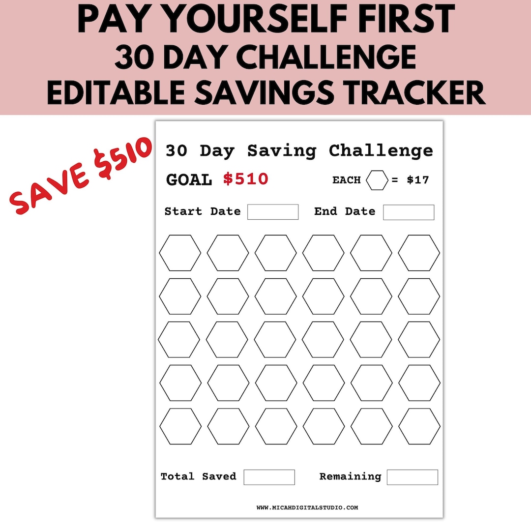 30 Day Savings Challenge Printable Money Savings Challenge - Etsy