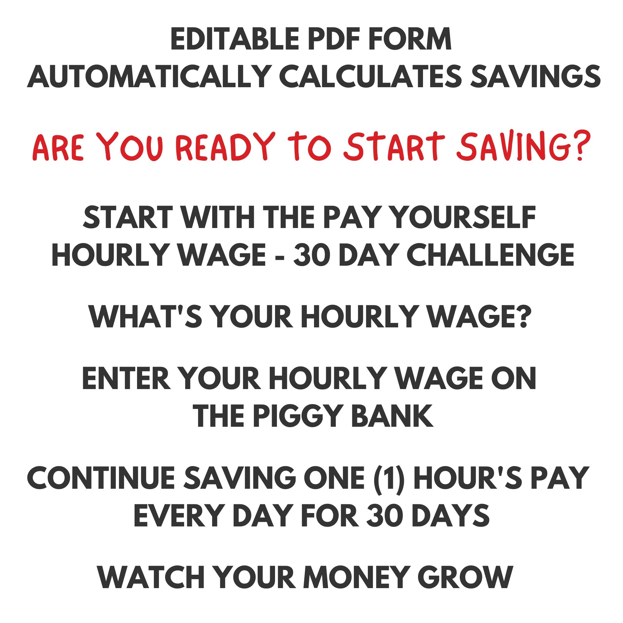 Saving Challenge, Editable PDF, Printable Tracker, Pay Yourself First ...