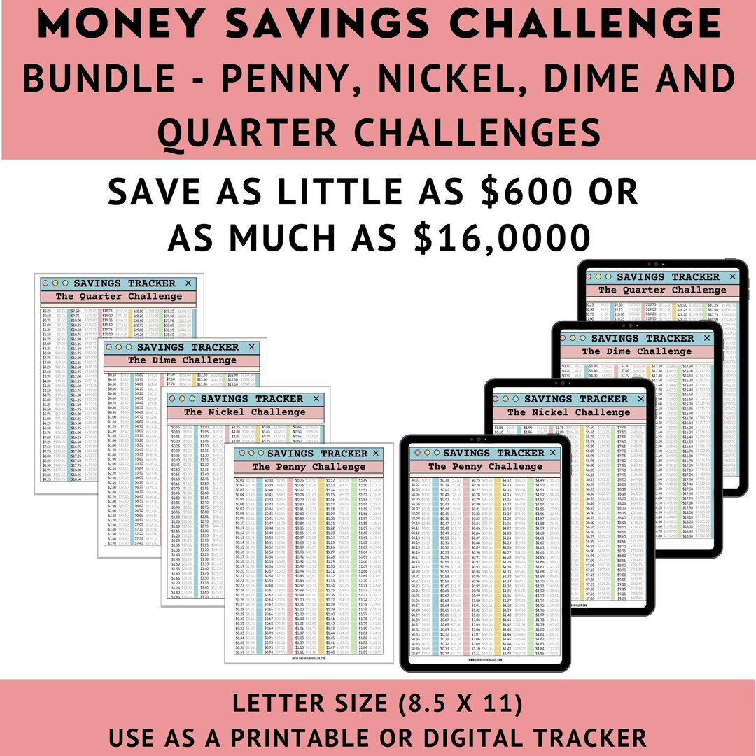 Money Savings Challenge Bundle Penny Nickel Dime and - Etsy