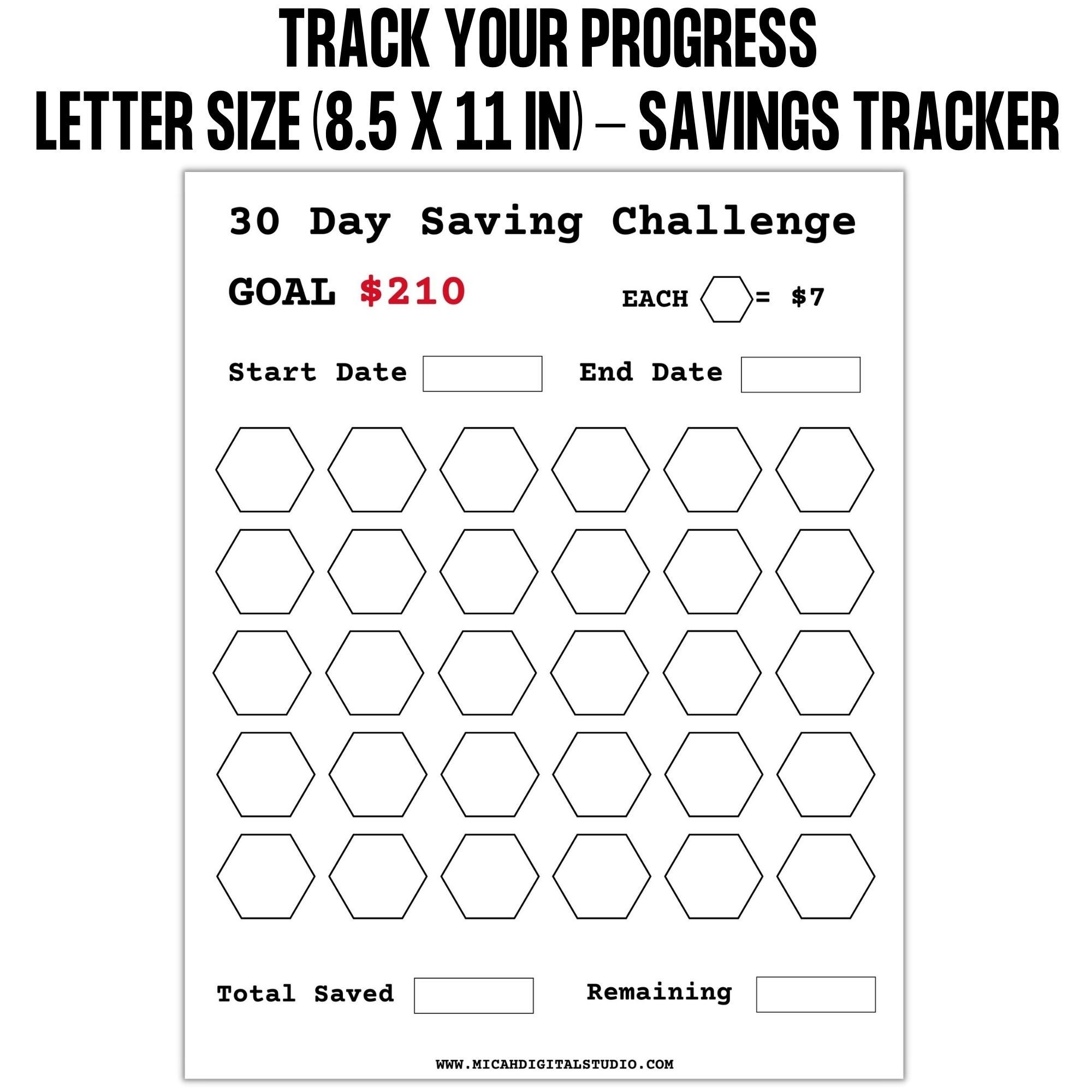 30 Day Savings Challenge, Editable Tracker, Printable Money Savings ...