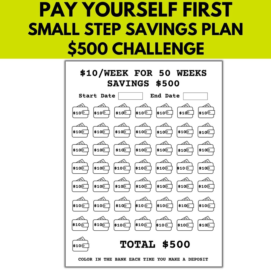 Savings Challenge Tracker, Save 500, 10.00 Money Challenge, Money ...
