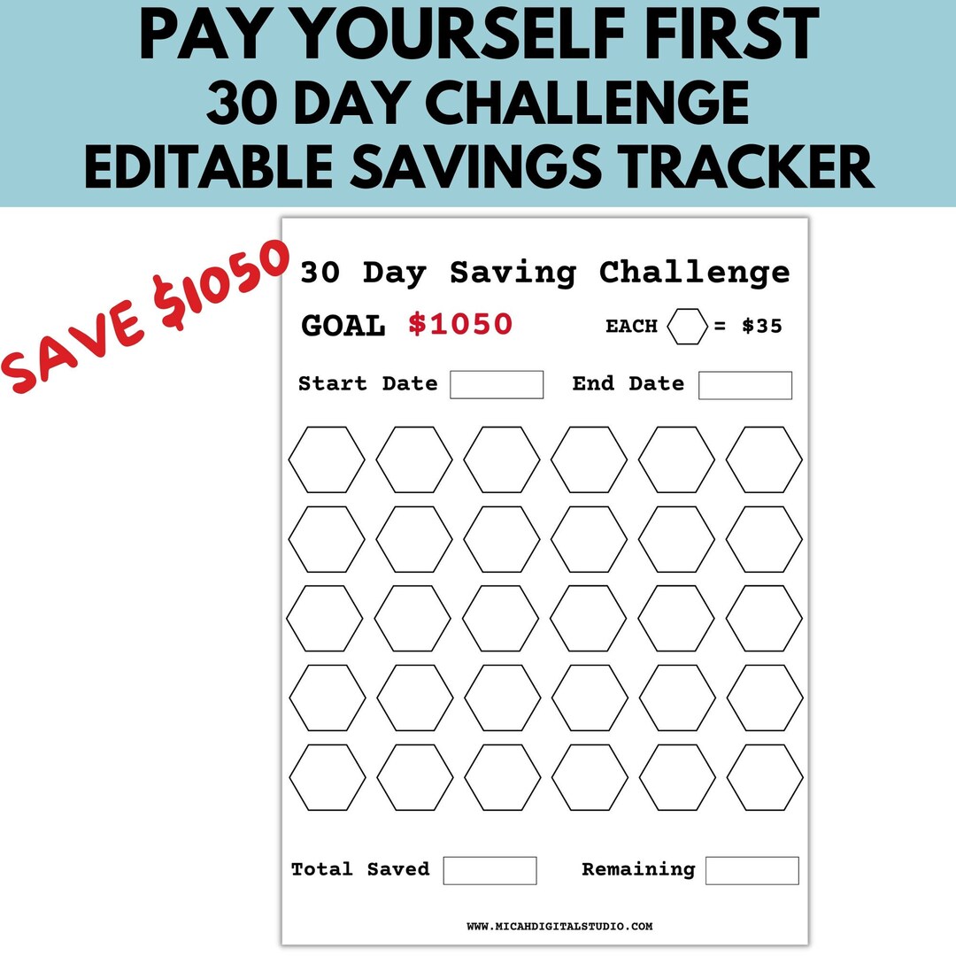 Printable Savings Challenge Tracker Editable Savings Tracker - Etsy
