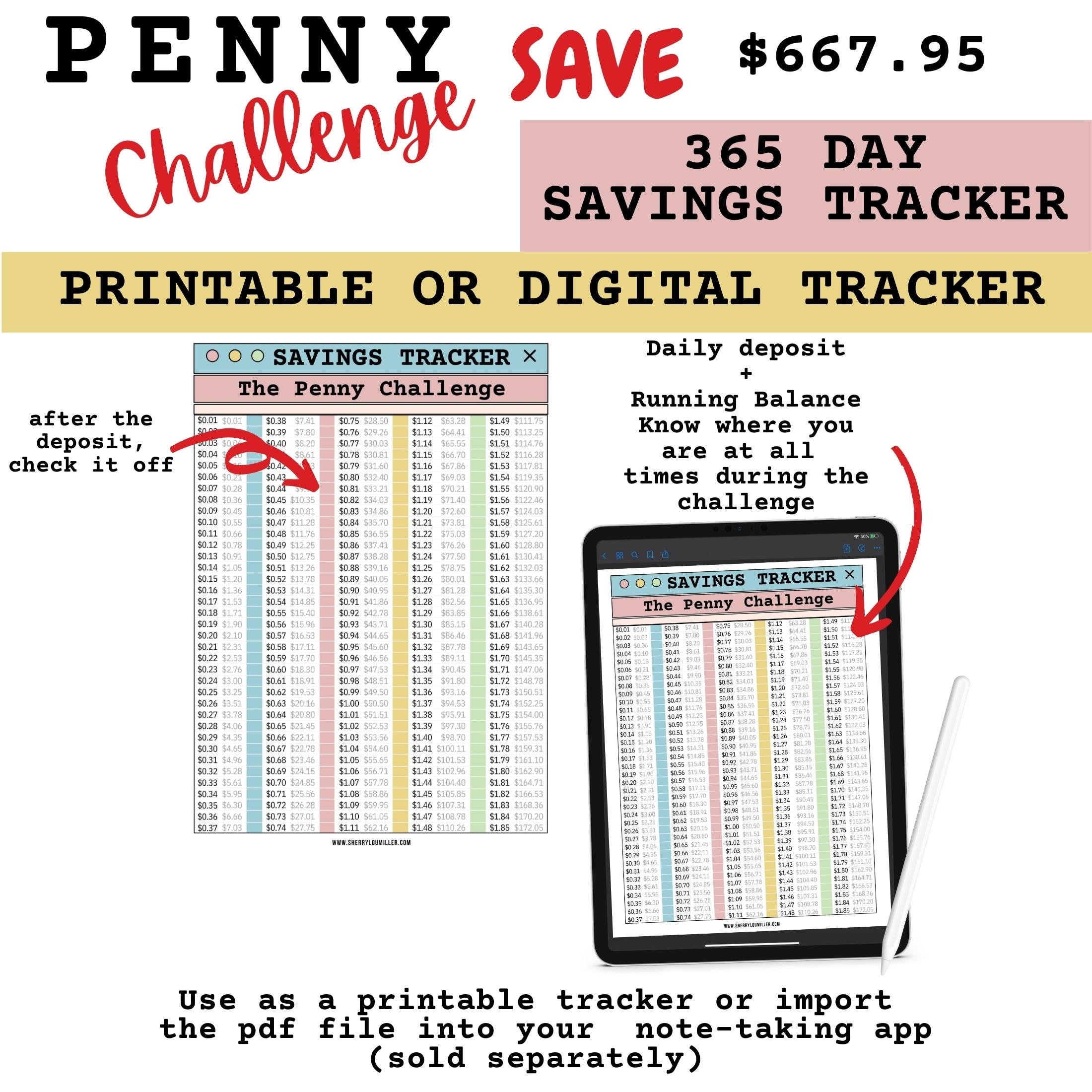 Money Savings Challenge Bundle, Penny, Nickel, Dime and Quarter Savings ...