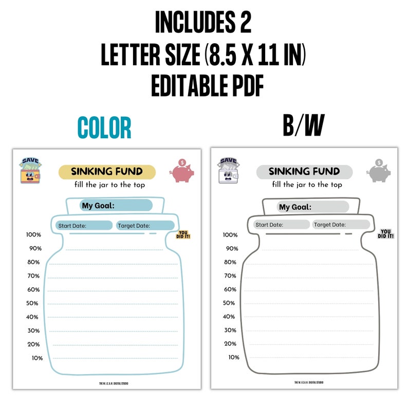 Editable Sinking Fund Tracker: Savings Goal Printable (PDF) - Etsy