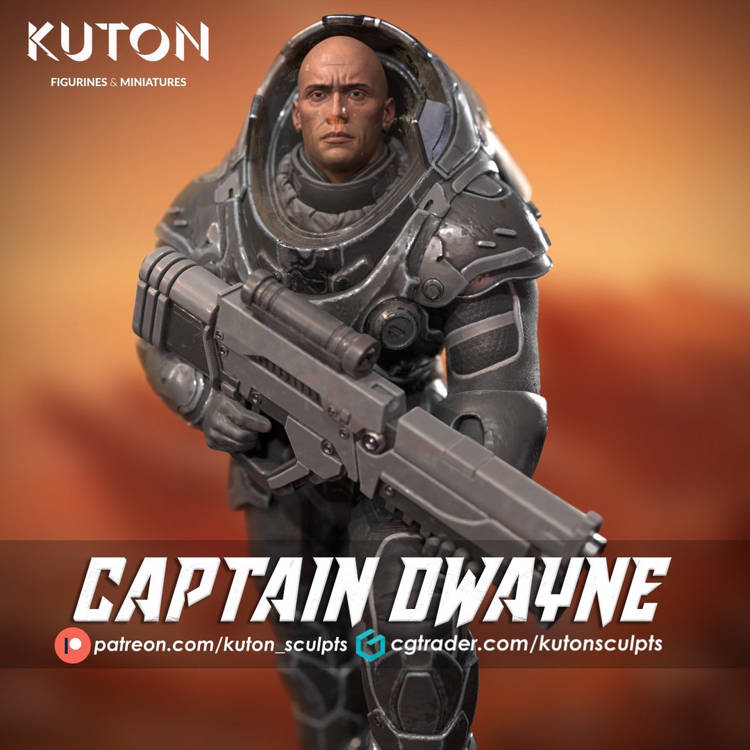 Captain Dwayne, Sci-fi Resin 3D Printed Model, Fan Art Sculpt, Figure ...