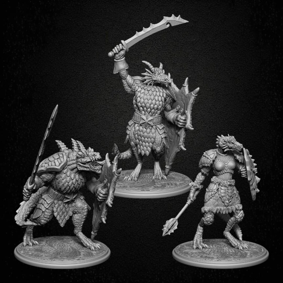 Dragonkin Warriors: Kozokh, Talkorus and Zildrah, 75mm Figurine, 3d ...