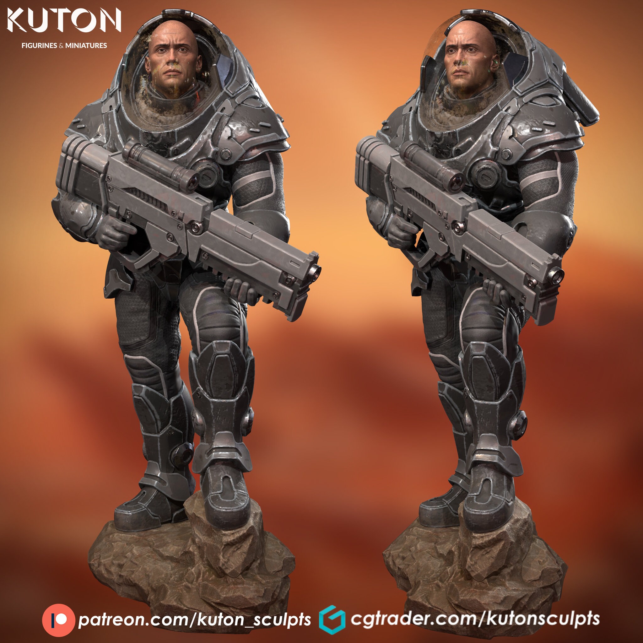 Captain Dwayne, Sci-fi Resin 3D Printed Model, Fan Art Sculpt, Figure ...