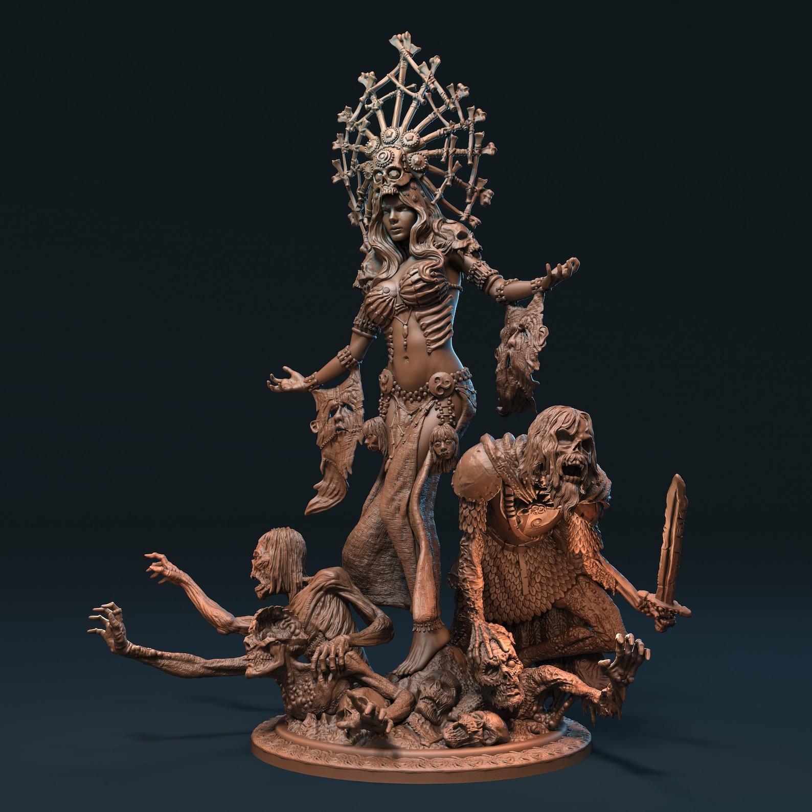 Necromancer Queen 75mm 3d Printed Miniature Claydemon - Etsy