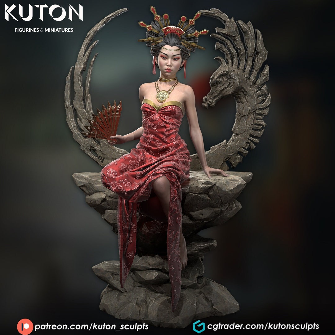 Urameshi, Asian Female, Fantasy Resin 3D Printed Model, Fan Art Sculpt ...