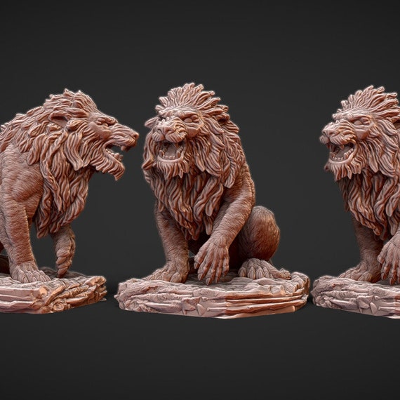 Lion 75mm 3d Printed Miniature Claydemon Miniatures - Etsy