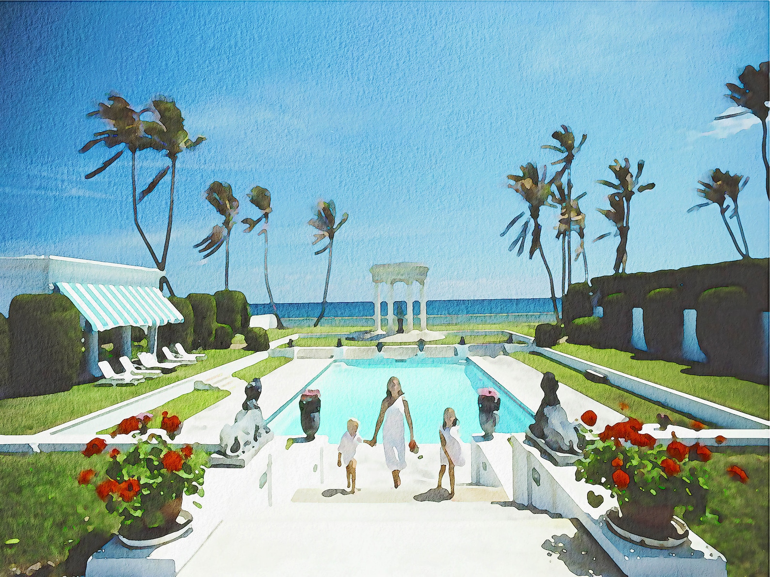 Neo-Classical Pool Art Print By Slim Aarons Vintage | Etsy