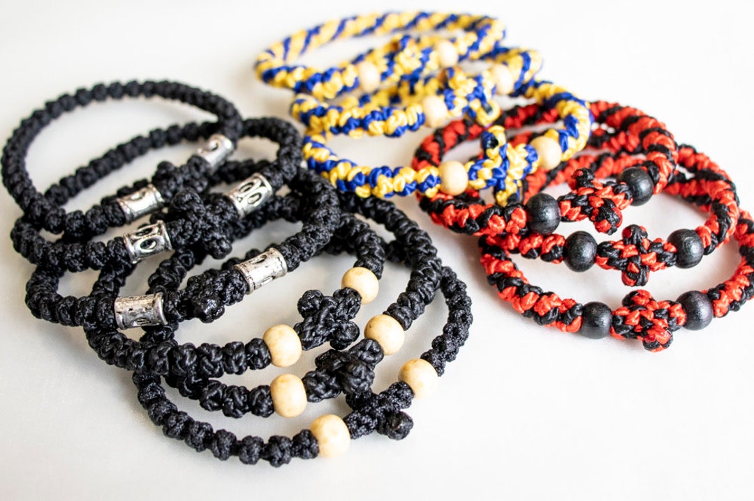Handmade Prayer Rope, Komboskini Bracelet 33 Knot W Cross, Greek ...
