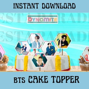 BTS Dynamite Cupcake Topper ,BTS Cake Topper , Printables, Kpop ...