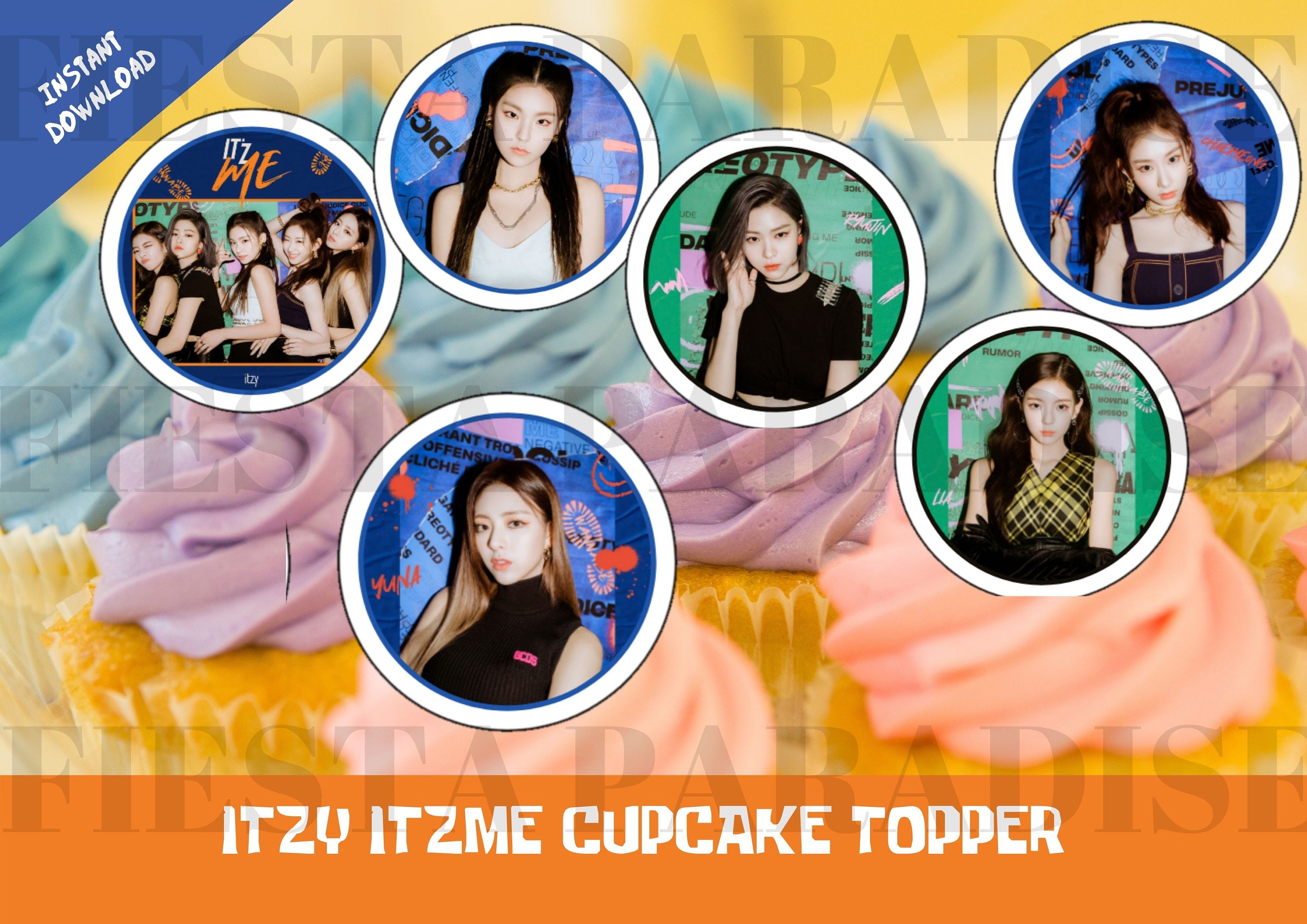 ITZY itzme cupcake topper baila toda la noche, Itzy Cake Topper, Kpop ...
