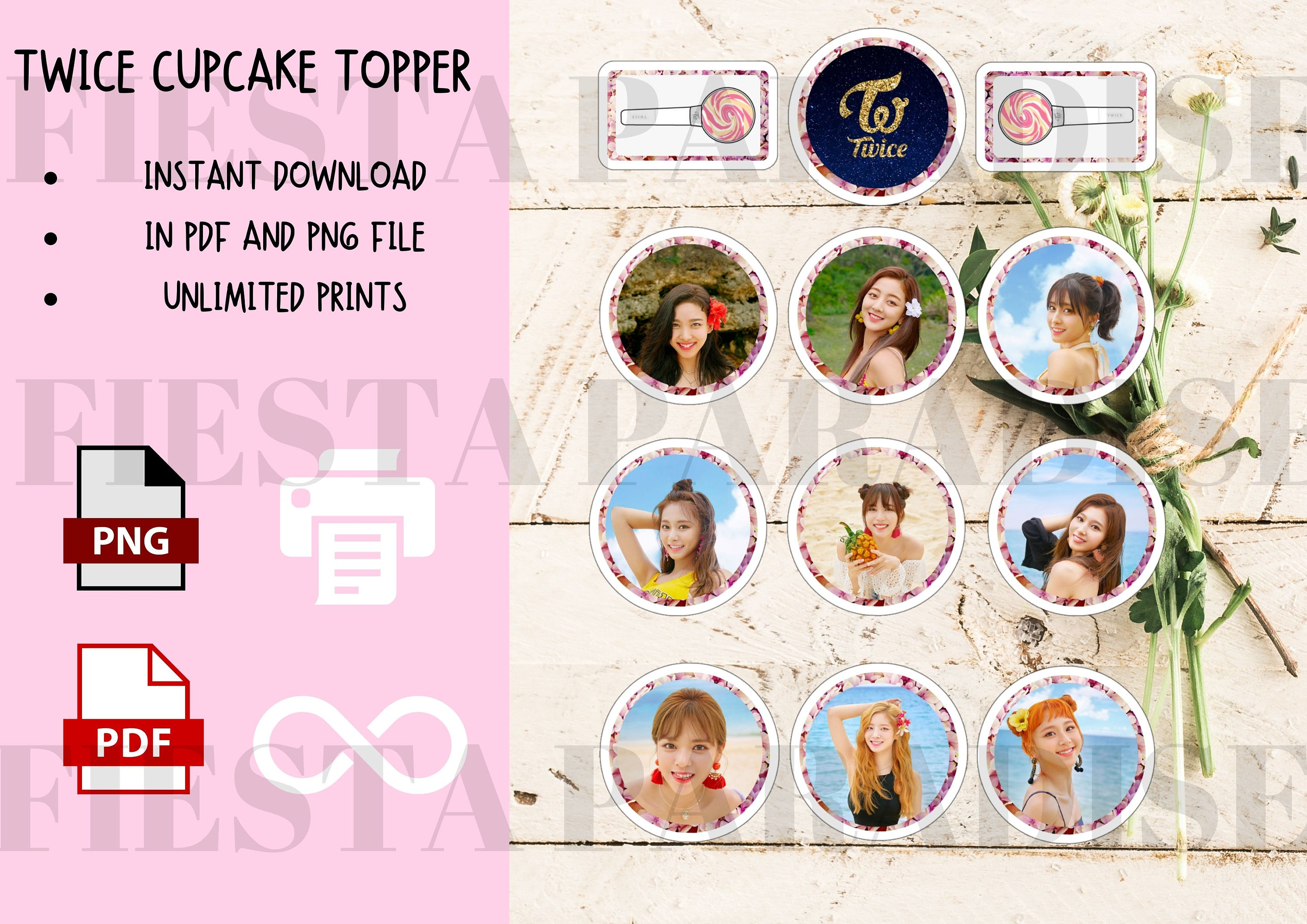 Twice Cupcake Topper Dance the Night Away , Twice Cake Topper , Kpop ...