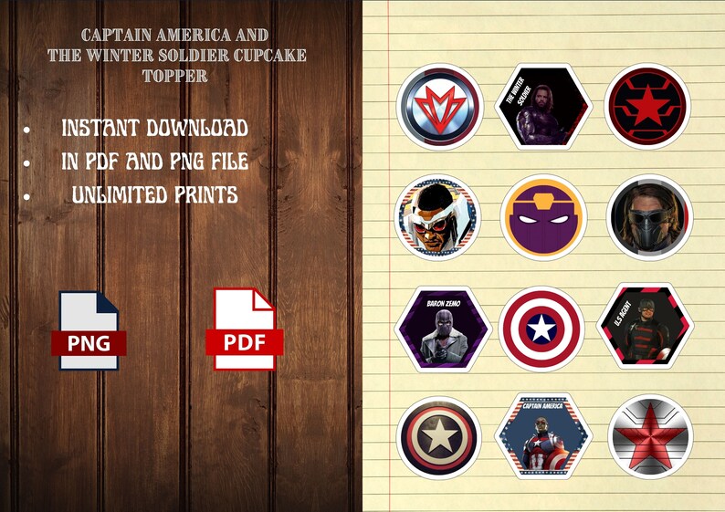 Printables Captain America and Winter Soldier Cupcake Topper | Etsy