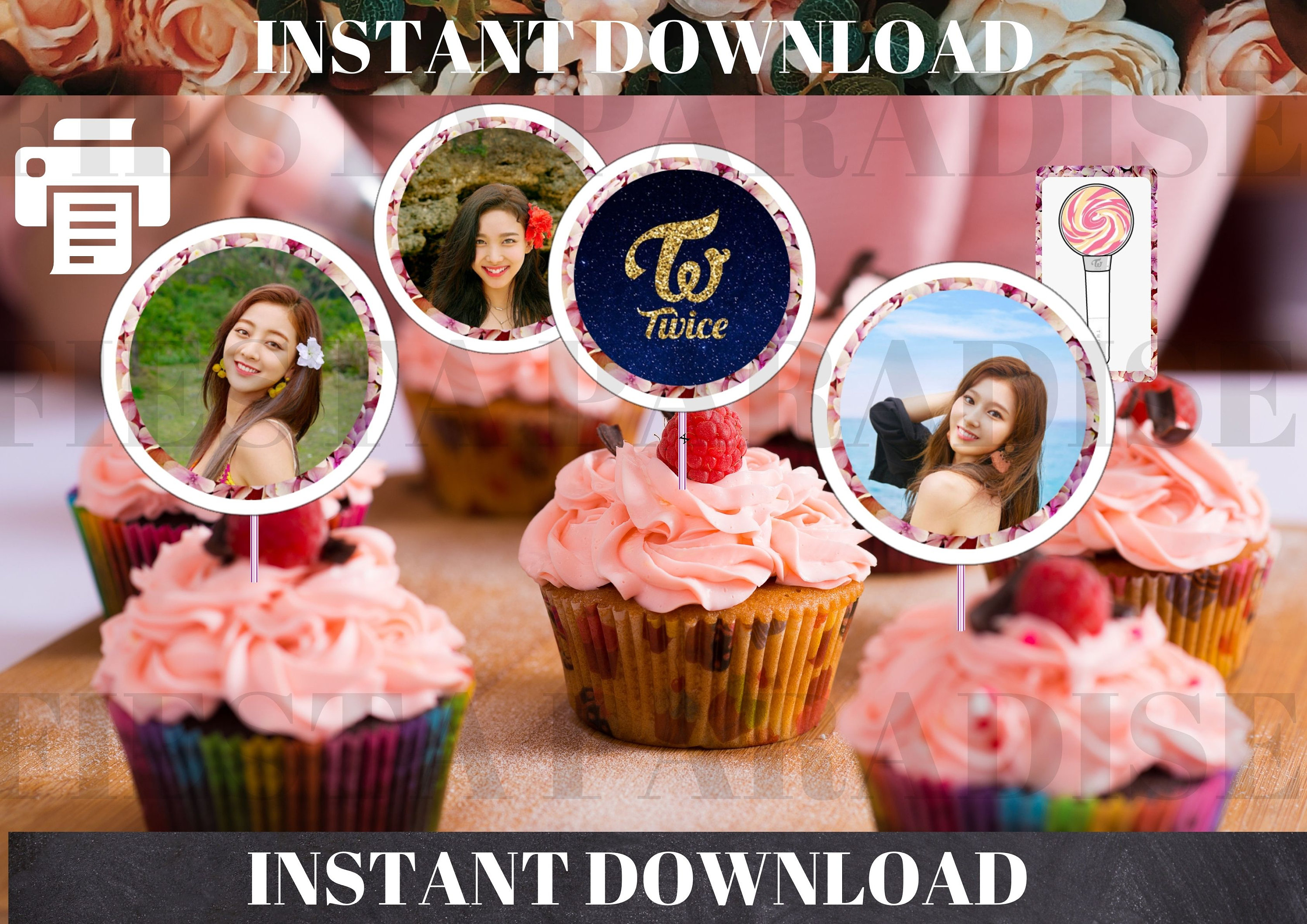 Twice Cupcake Topper Dance the Night Away , Twice Cake Topper , Kpop ...