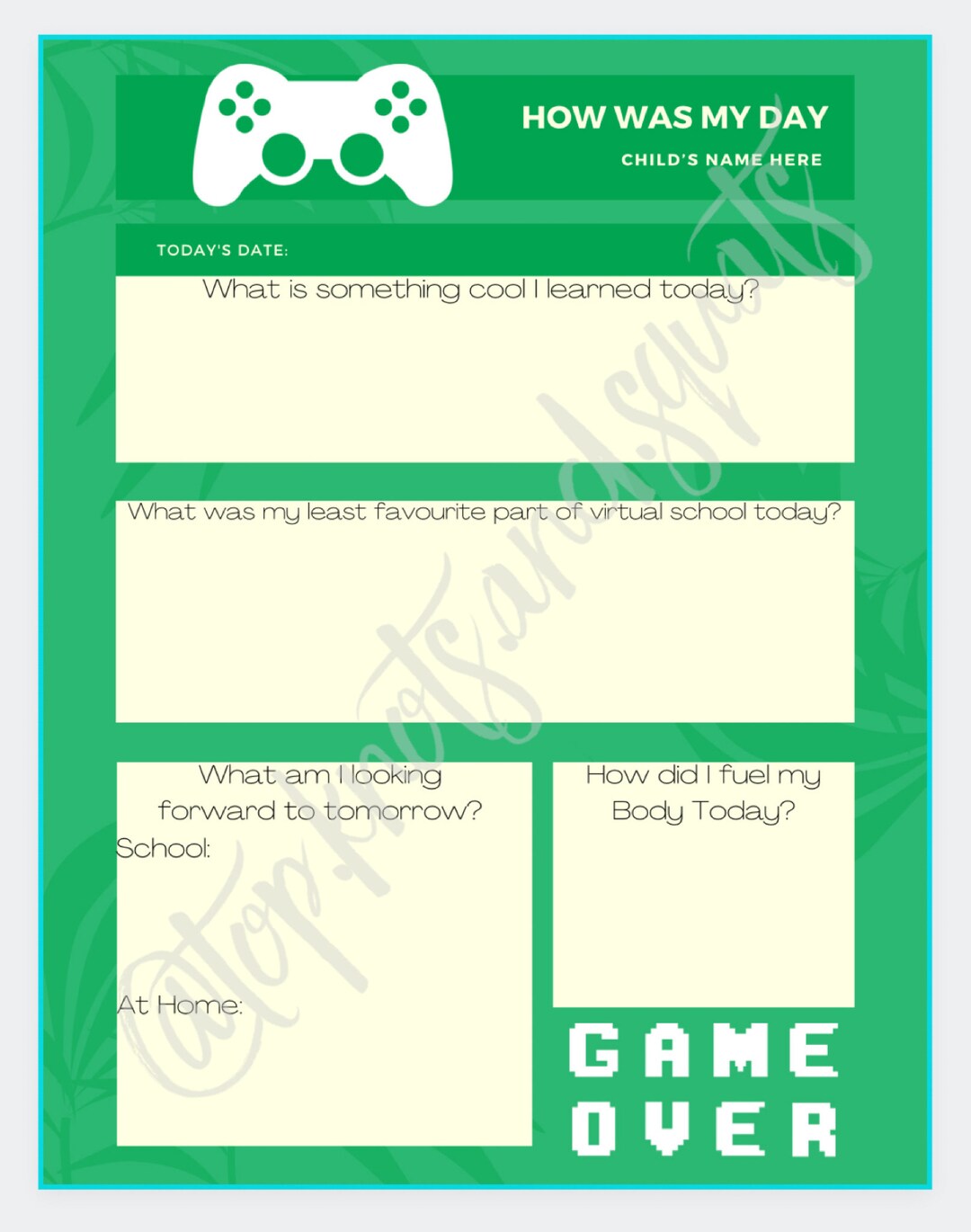 How Was My Day ~ Child/parent Worksheet ~ Tool - Etsy