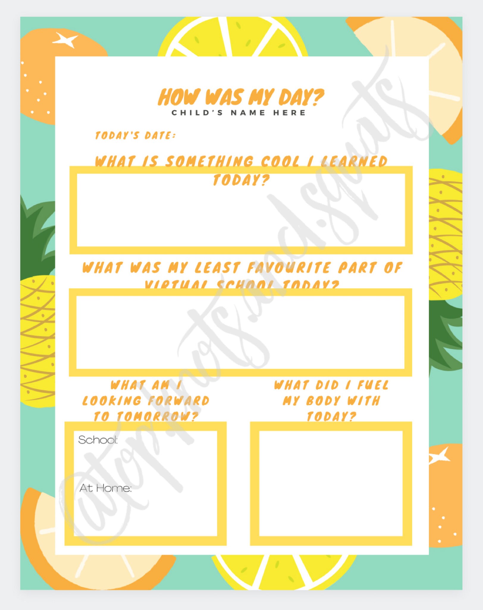 How Was Your Day Child/parent Worksheet Tool - Etsy UK