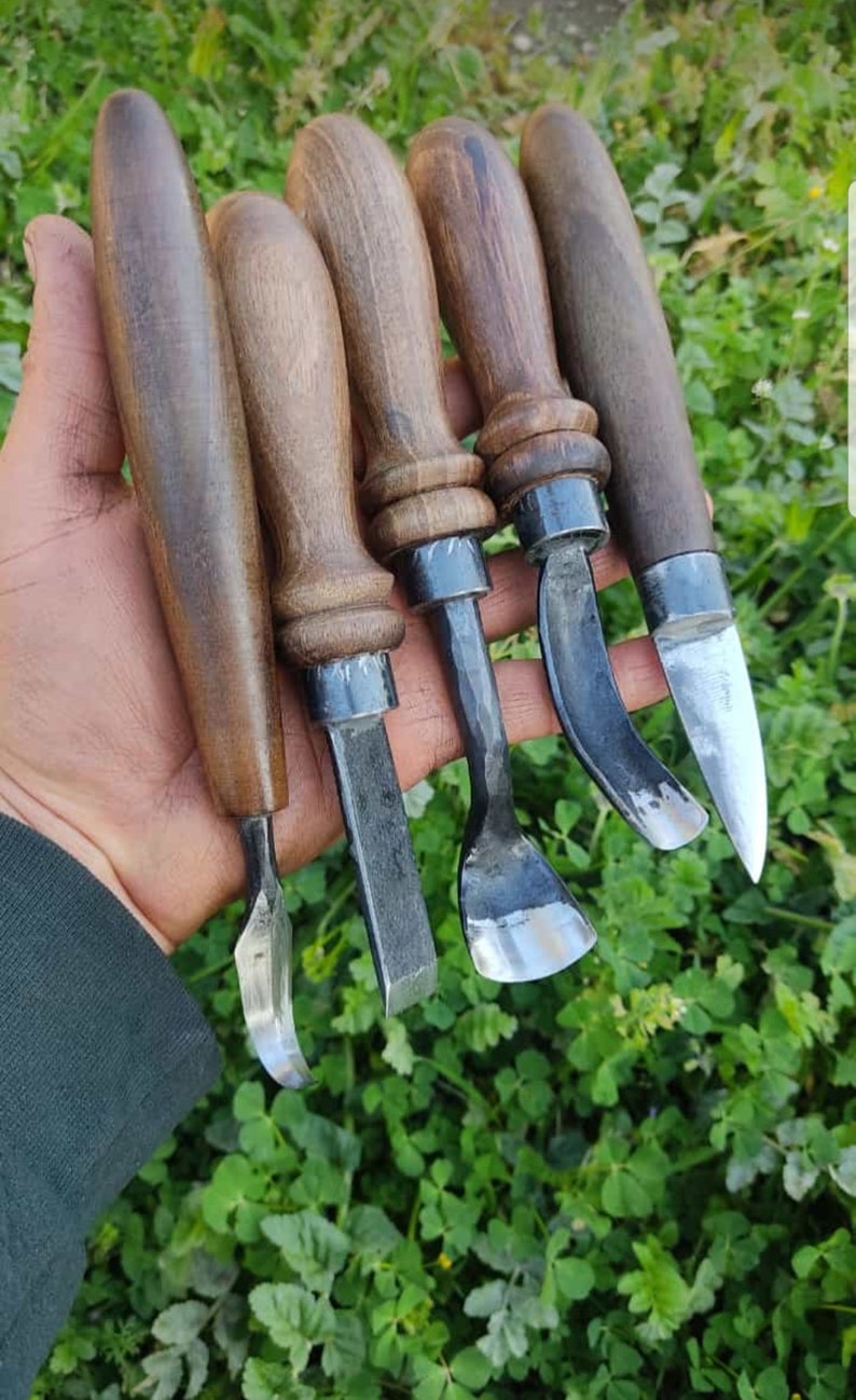 Handmade Wood Carving 5 Pieces Set - Etsy