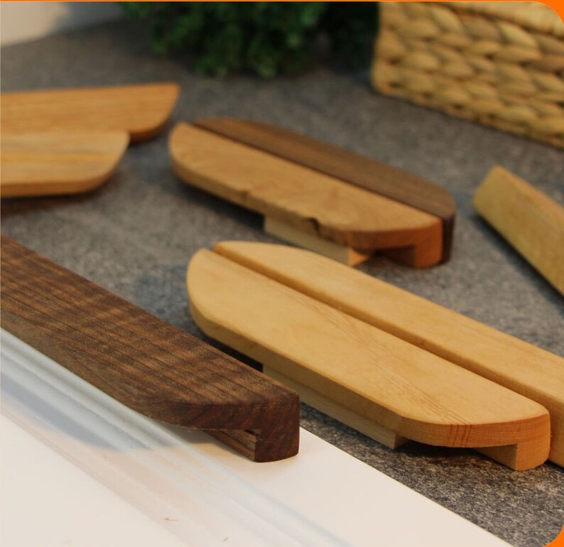 Wooden European Walnut&oak Drawer Handles | Wooden Cabinet Handles - Etsy