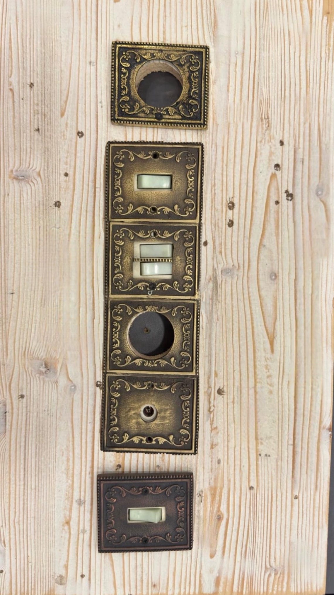 Engraved Brass Socket and Switch, Electrical Socket Plate - Etsy