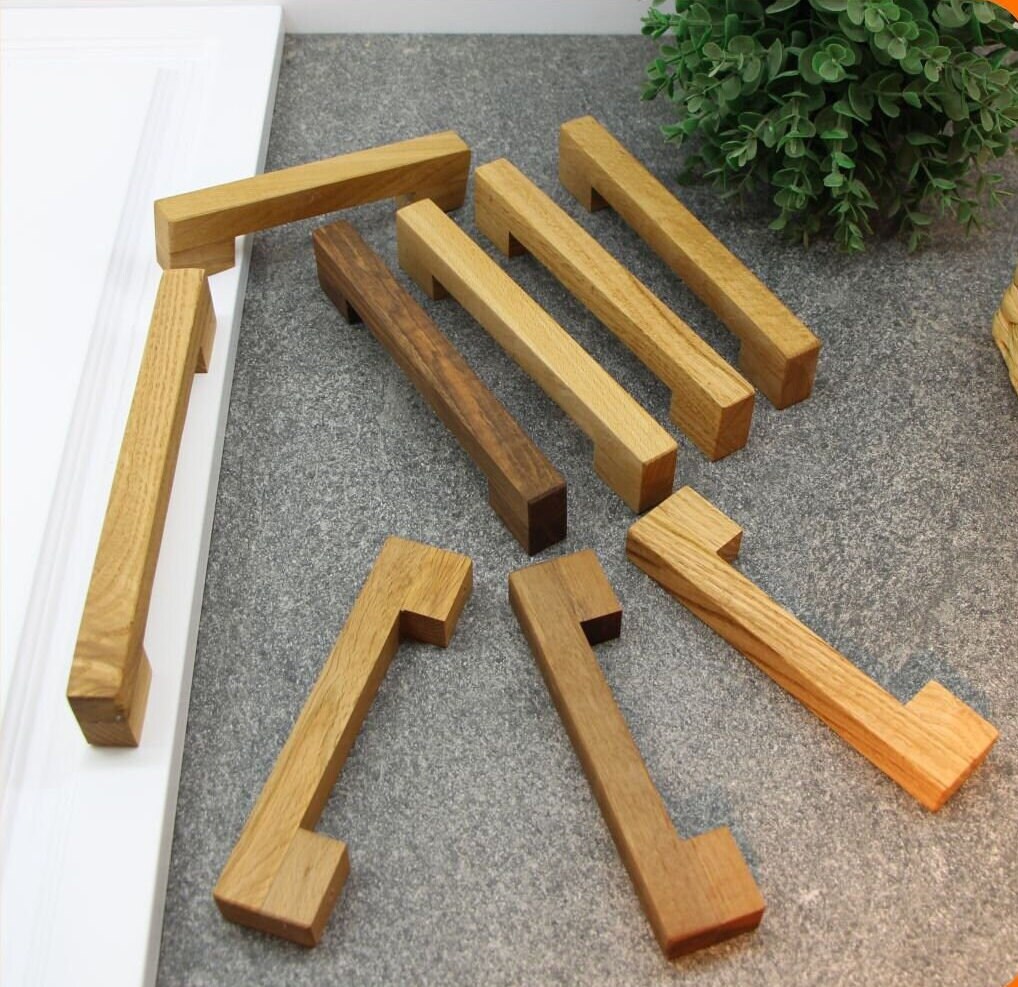 Wood Handle Drawer Pulls Cabinet Handles Natural Wood Grips Cupboard ...
