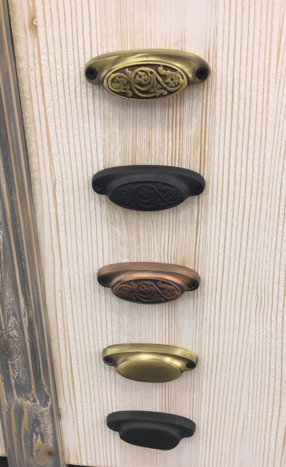 Authentic Flower Cup DRAWER HANDLES PULLS Genuine Drawer Solid Brass ...