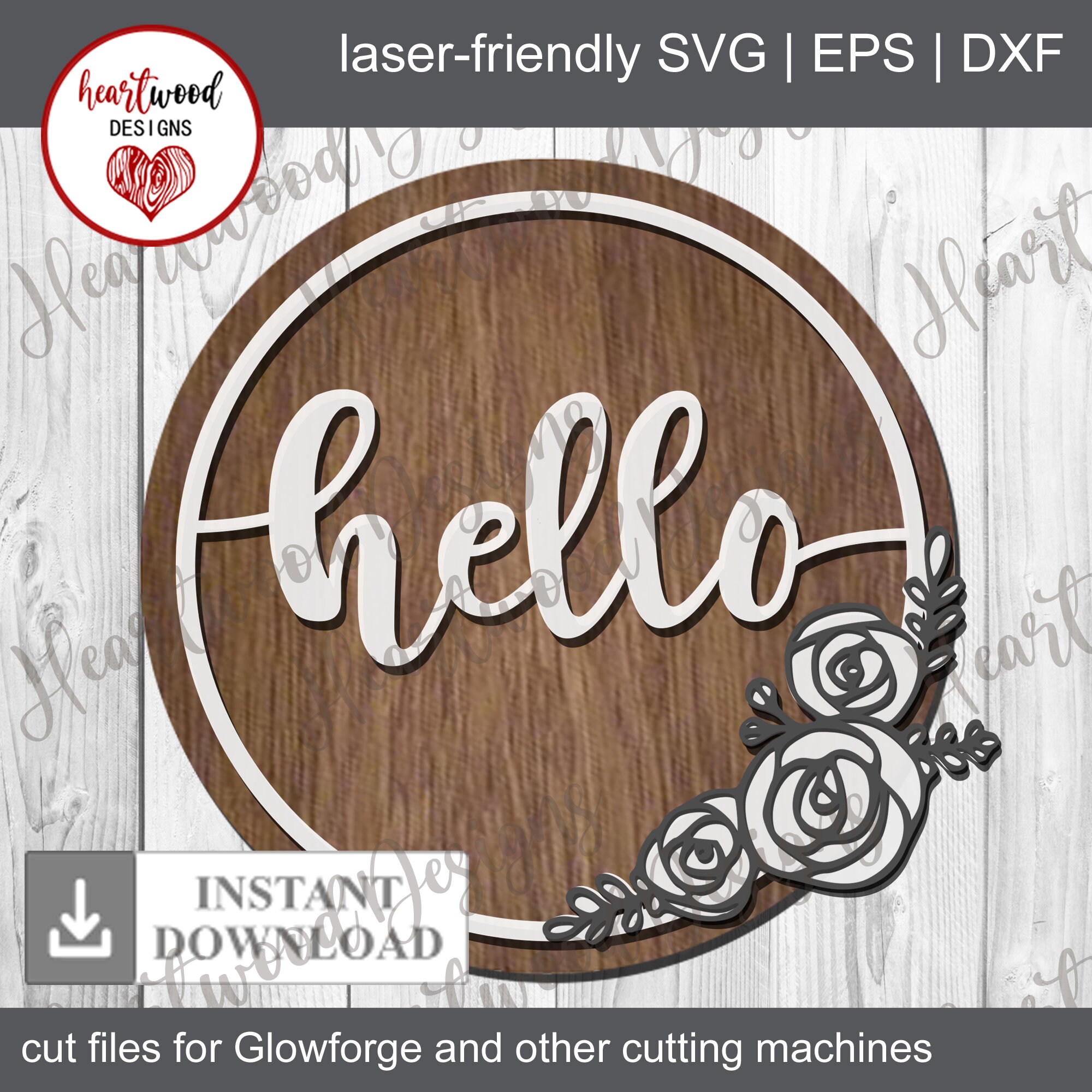 Hello With Floral Swag SVG Welcome Sign Spring Summer Decor - Etsy