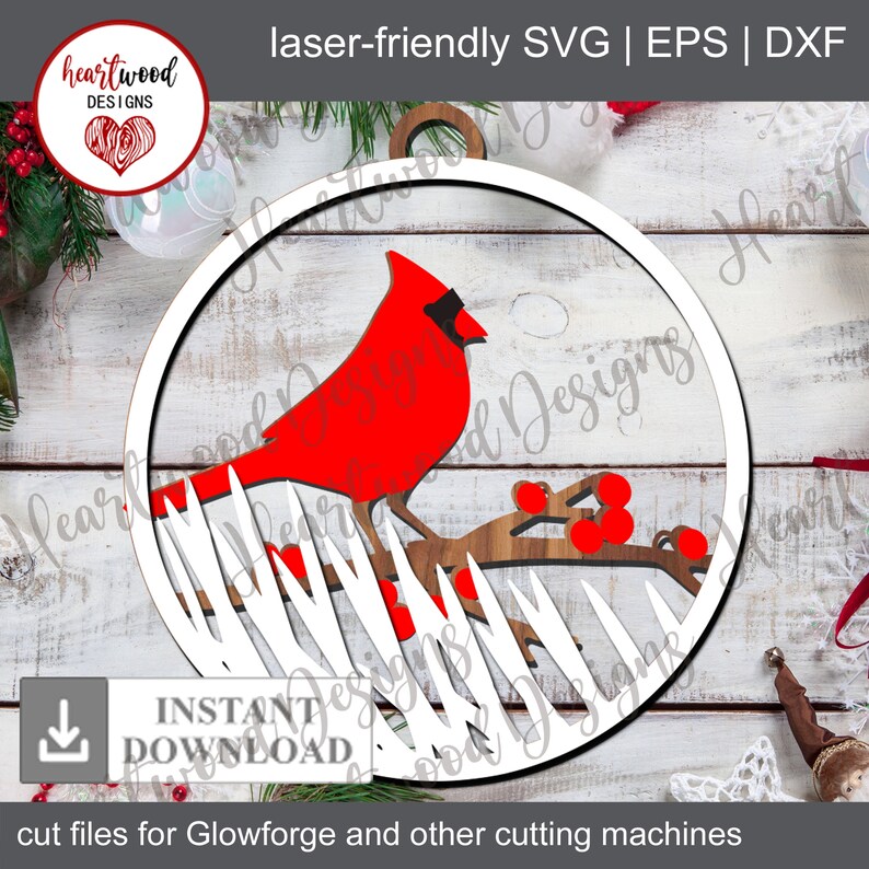Layered Cardinal Ornament SVG Glowforge Svg Laser Cut File - Etsy