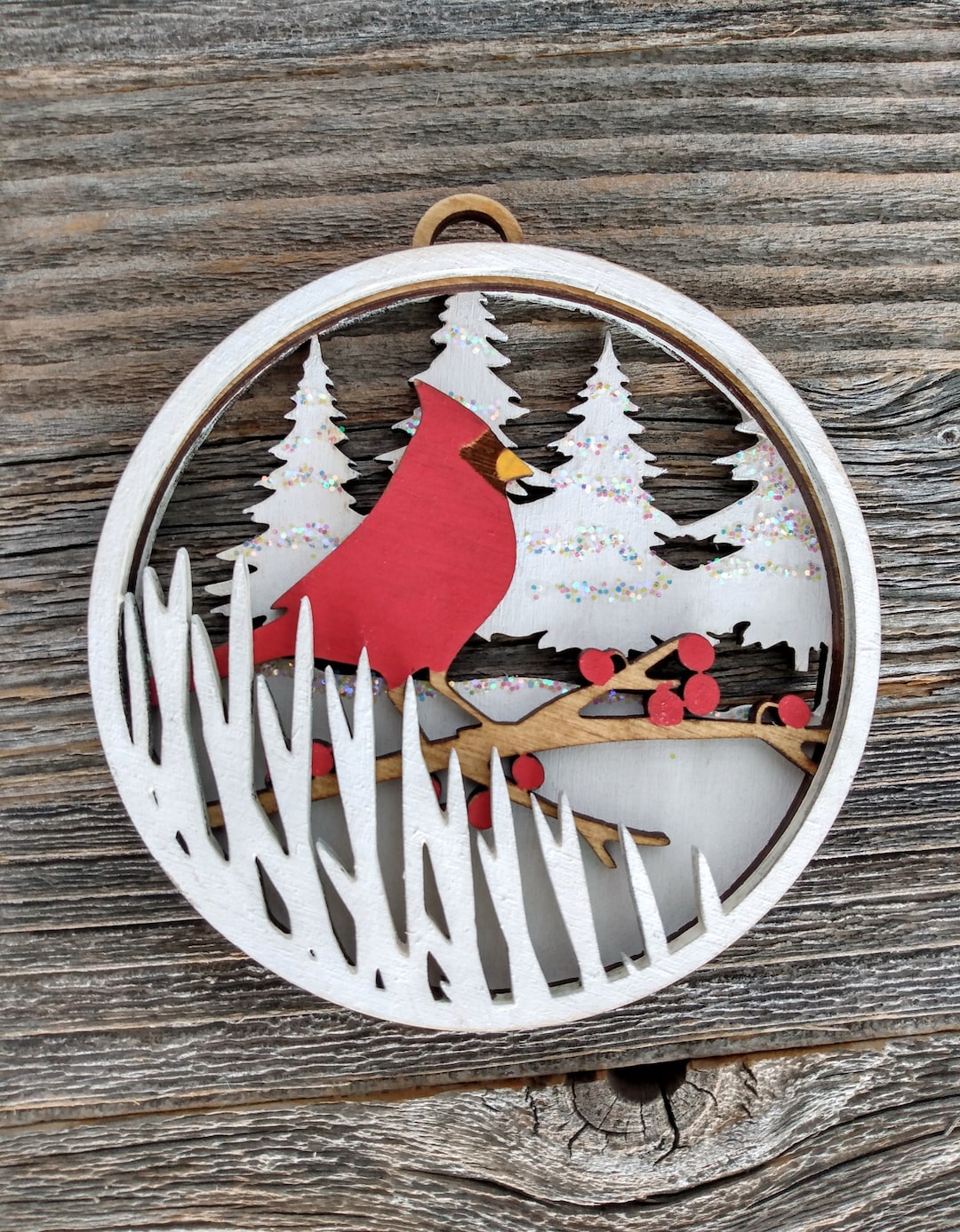 Layered Cardinal Ornament SVG, Glowforge Svg, Laser Cut File, Christmas ...