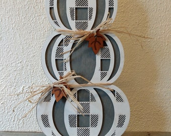 Plaid Pumpkins Stack SVG, Laser Cut File, Fall Decor (digital Download ...