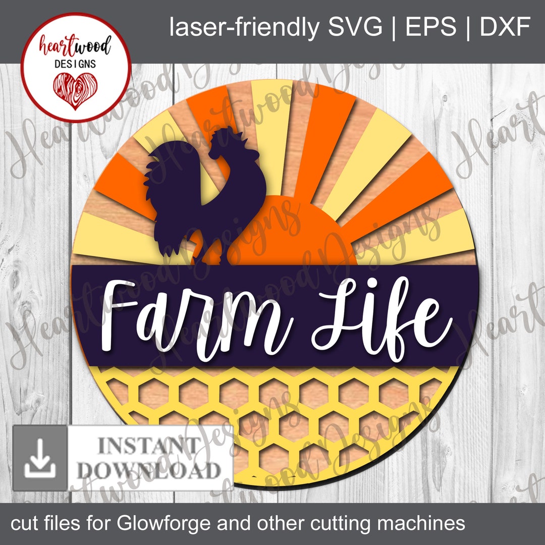 Farm Life Rooster Sign SVG, Laser Cut File (digital Download) - Etsy