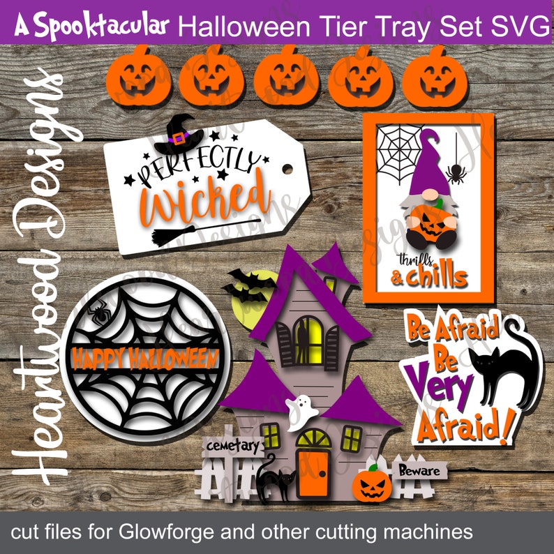 Halloween Tier Tray SVG Bundle, Laser Cut Files (digital Download) - Etsy