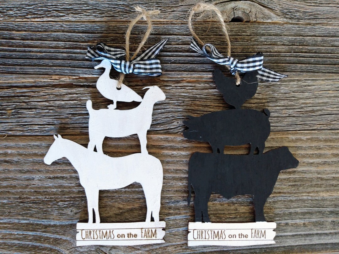 Stacked Farm Animals Ornament Set SVG, Farmhouse Christmas Ornament ...